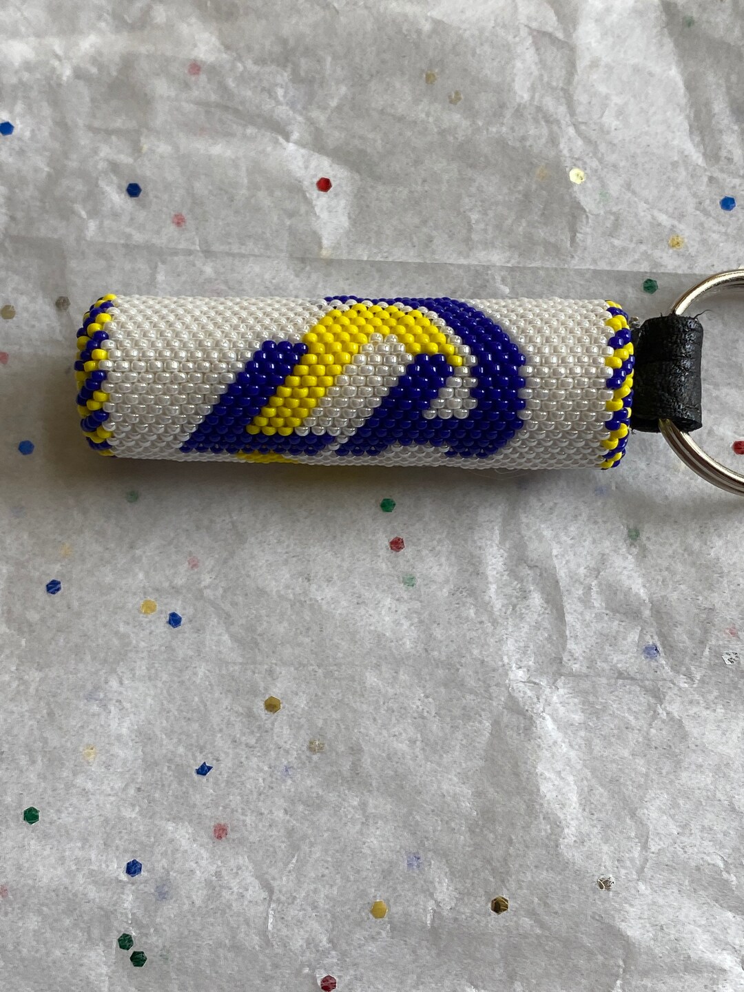 Los Angeles Rams Hand Seed Beaded Keychain. LA RMS Seed Beaded Key Fob ...