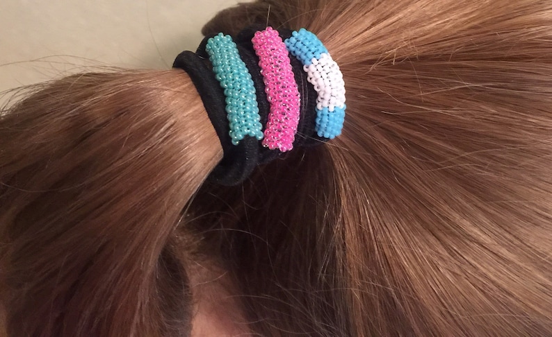 Hand Beaded Elastic Hair Tie. Handmade Seed Bead Hair Ties. - Etsy