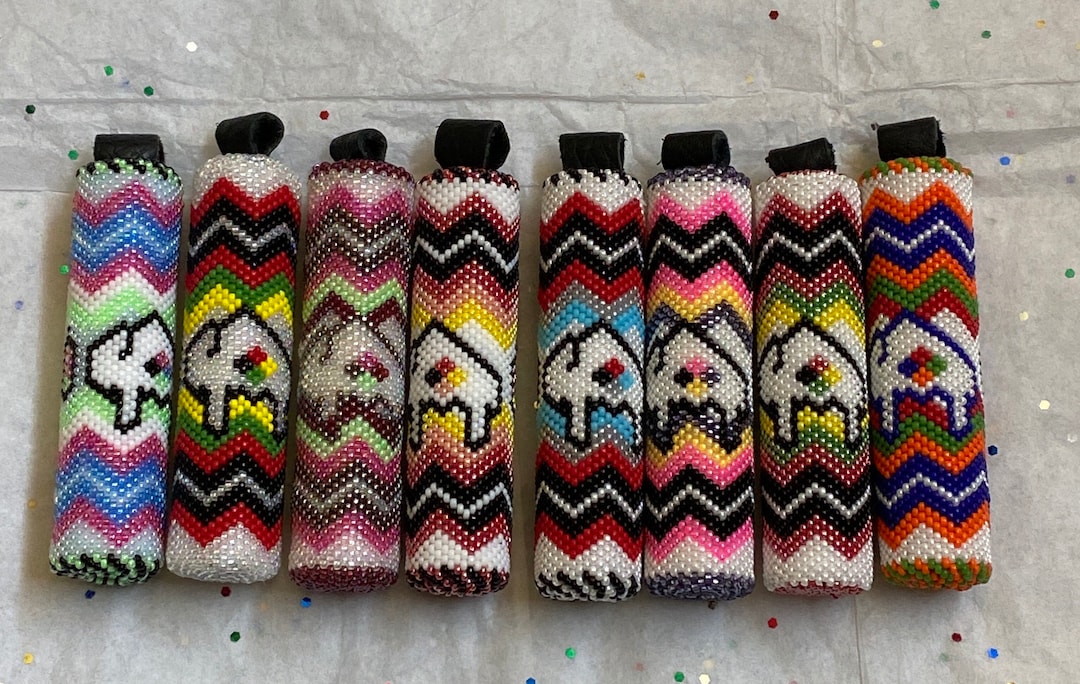 Native Hand Beaded Spiritual White Buffalo With Feathers Keychain. SOLD ...