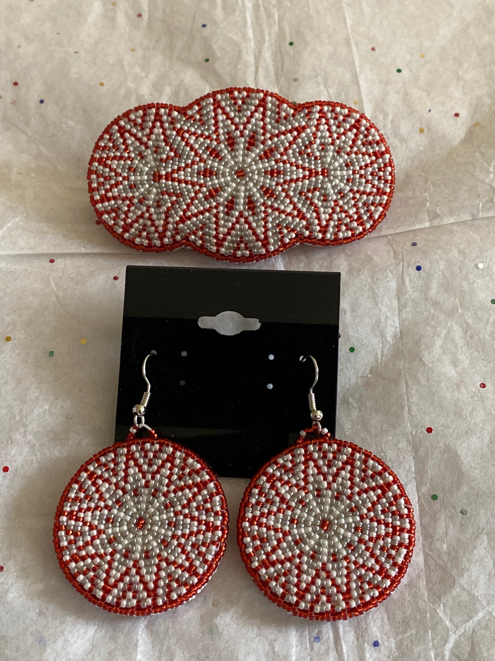 Hand Beaded Native Barrett and Matching Earrings. Designer Hand Made ...