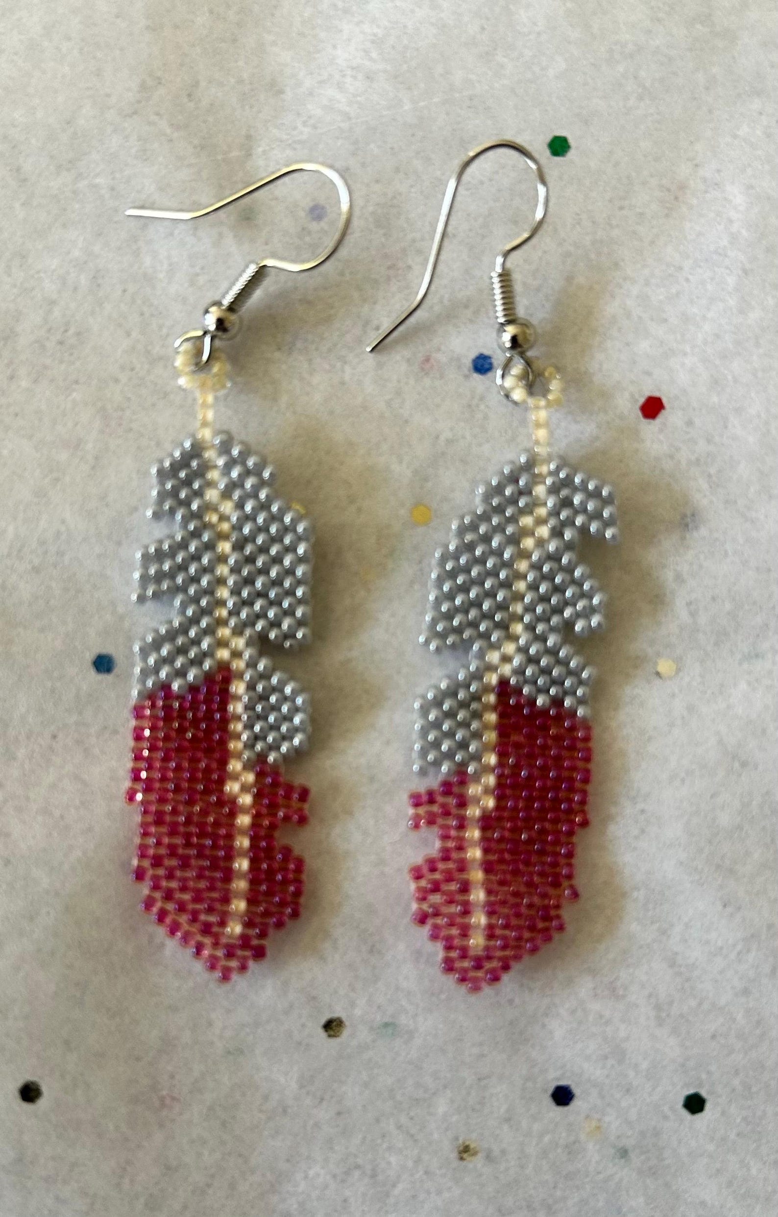 Hand Beaded Native Feather Earrings. Beautiful Handmade Feather ...