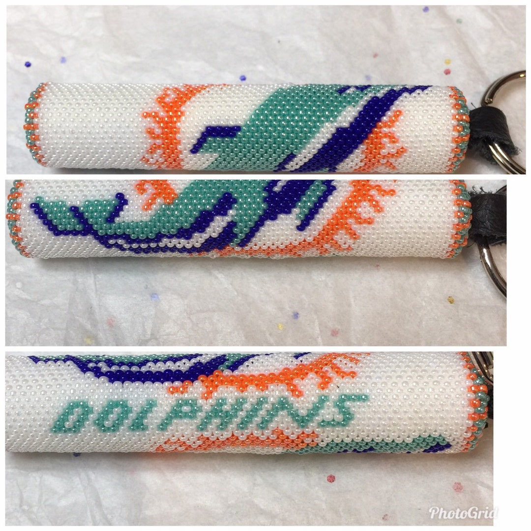 Miami Dolphins Hand Beaded Keychain. NFL Dolphins Handmade Beaded Key ...