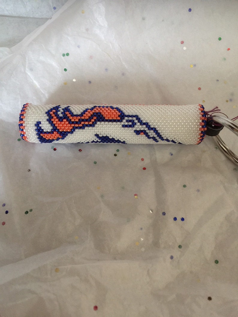 Broncos Hand Beaded Keychain - Etsy