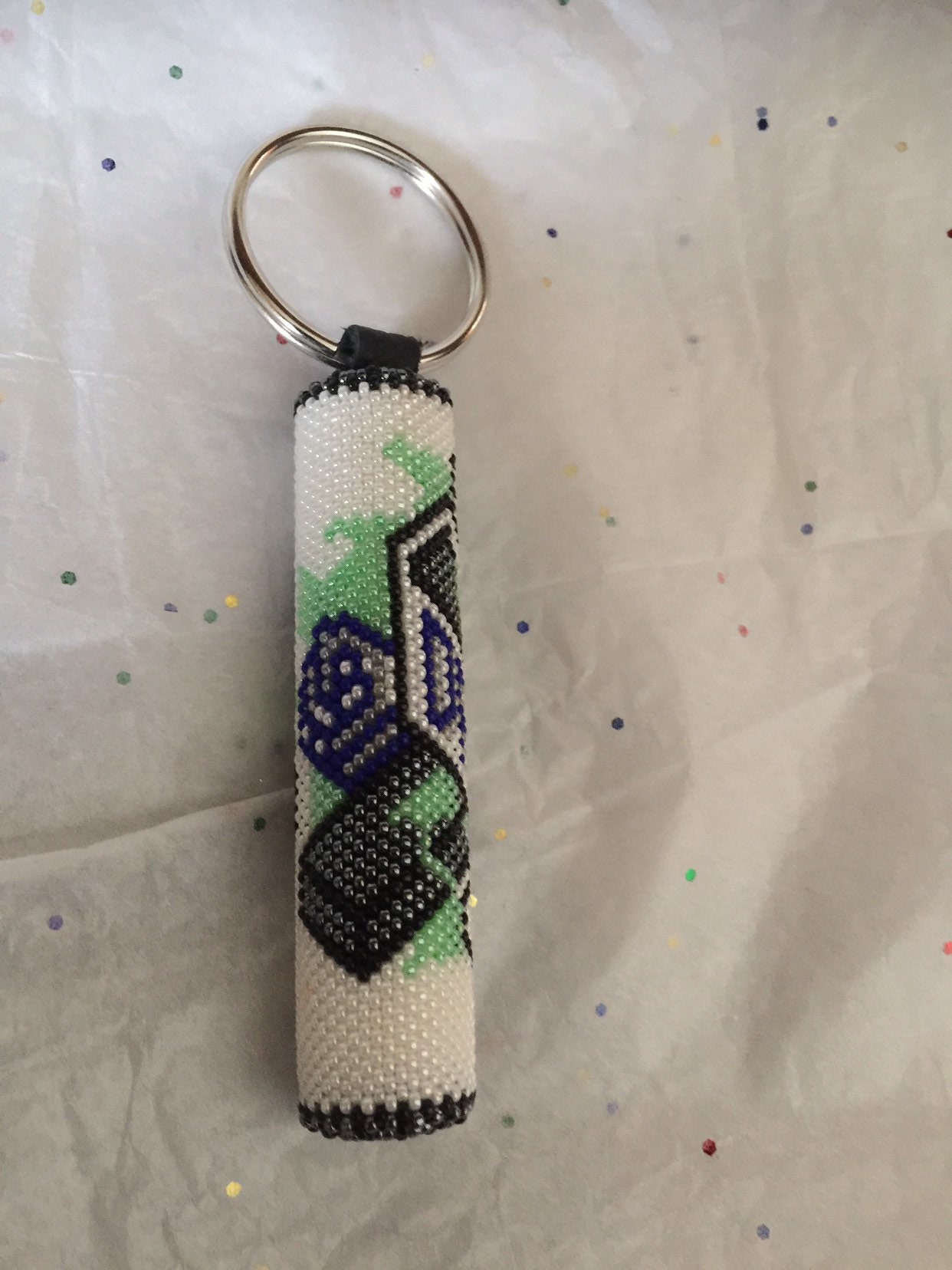 Hand Beaded Keychain Dad With Cross Dad Key Fob Dad - Etsy