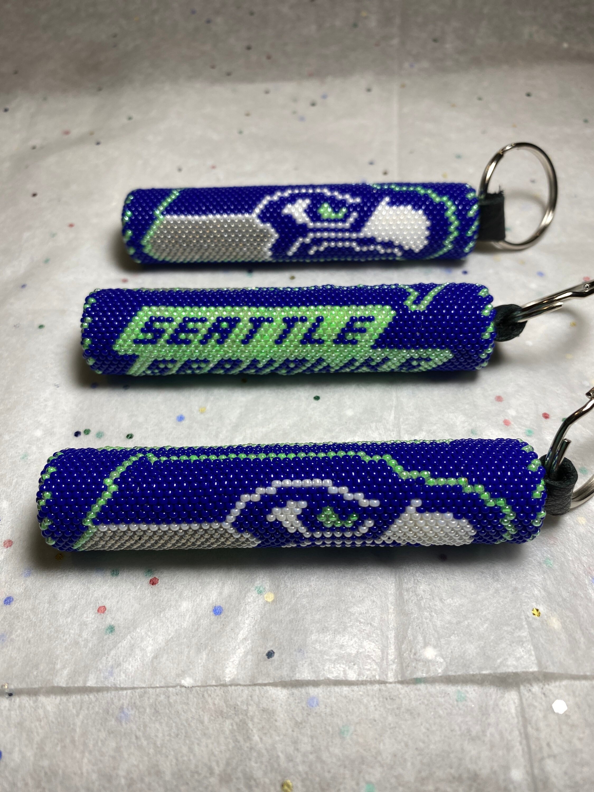 Seattle Seahawks hand beaded keychain Seahawks key fob Sold | Etsy