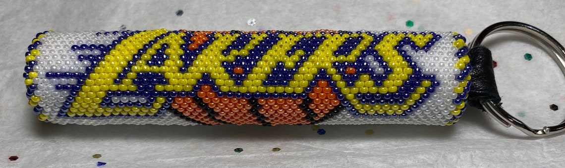 Specialty Hand Beaded LA Lakers Keychain. Handmade Lakers - Etsy