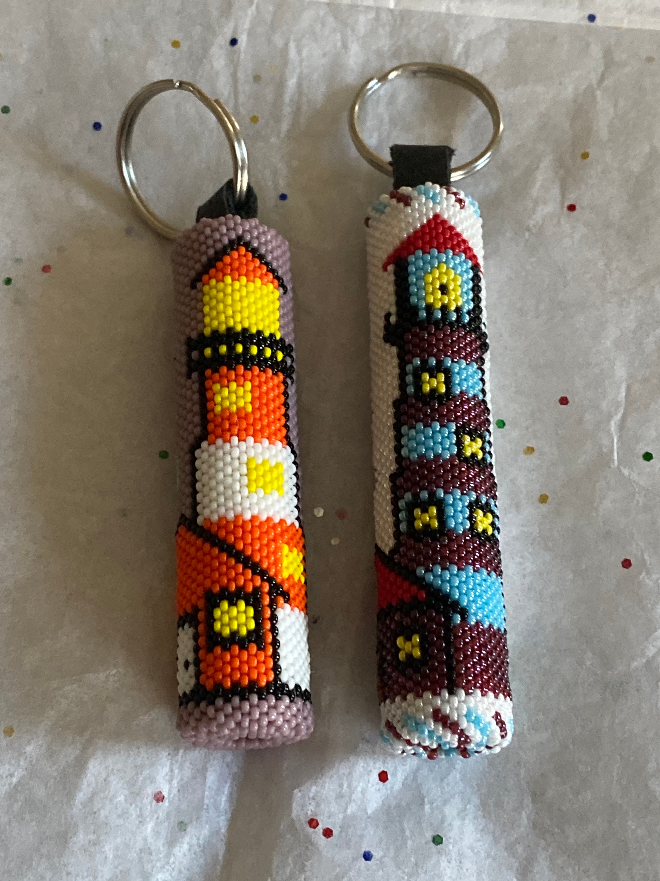 Unique Handmade Seed Bead Lighthouse Keychain. Bright - Etsy