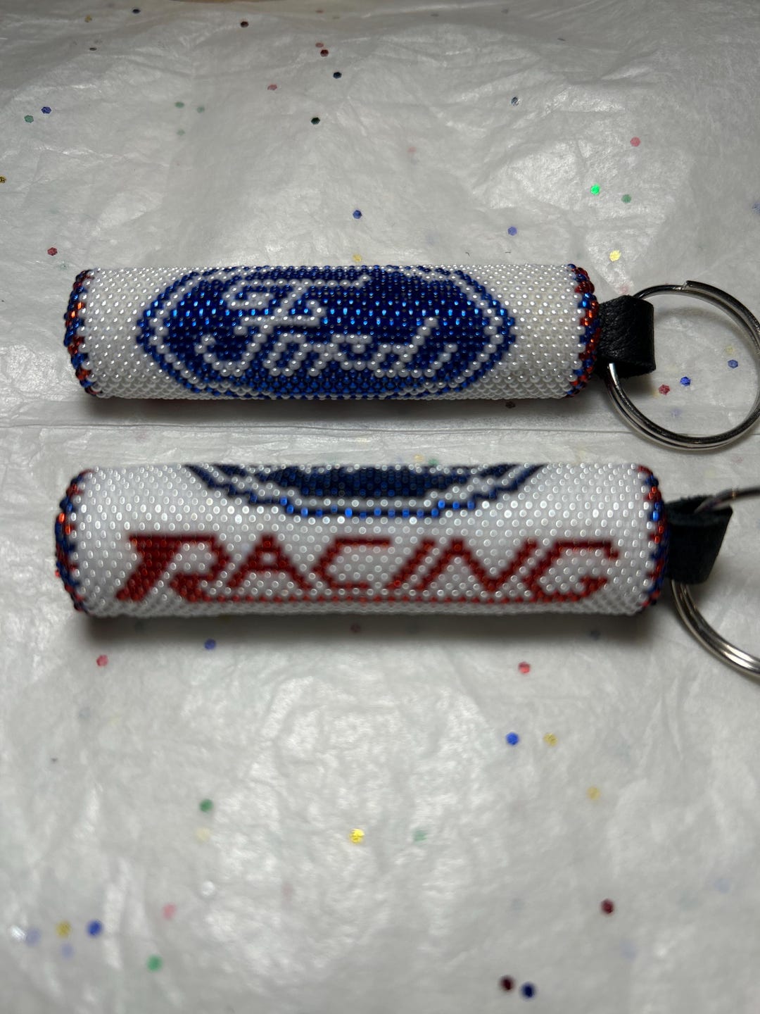 Specialty Designer Ford or Ford Racing Hand Beaded Keychain. Ford ...