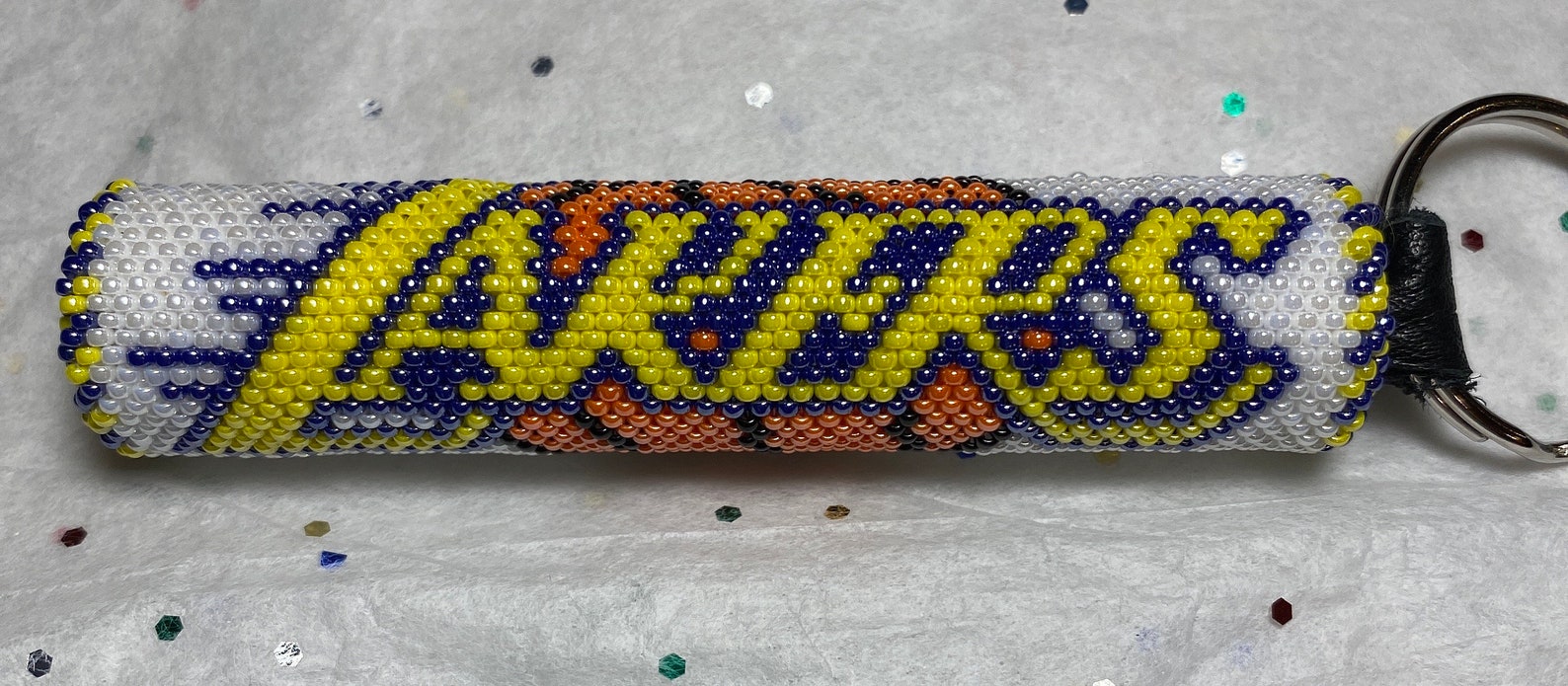 Specialty Hand Beaded LA Lakers Keychain. Handmade Lakers - Etsy
