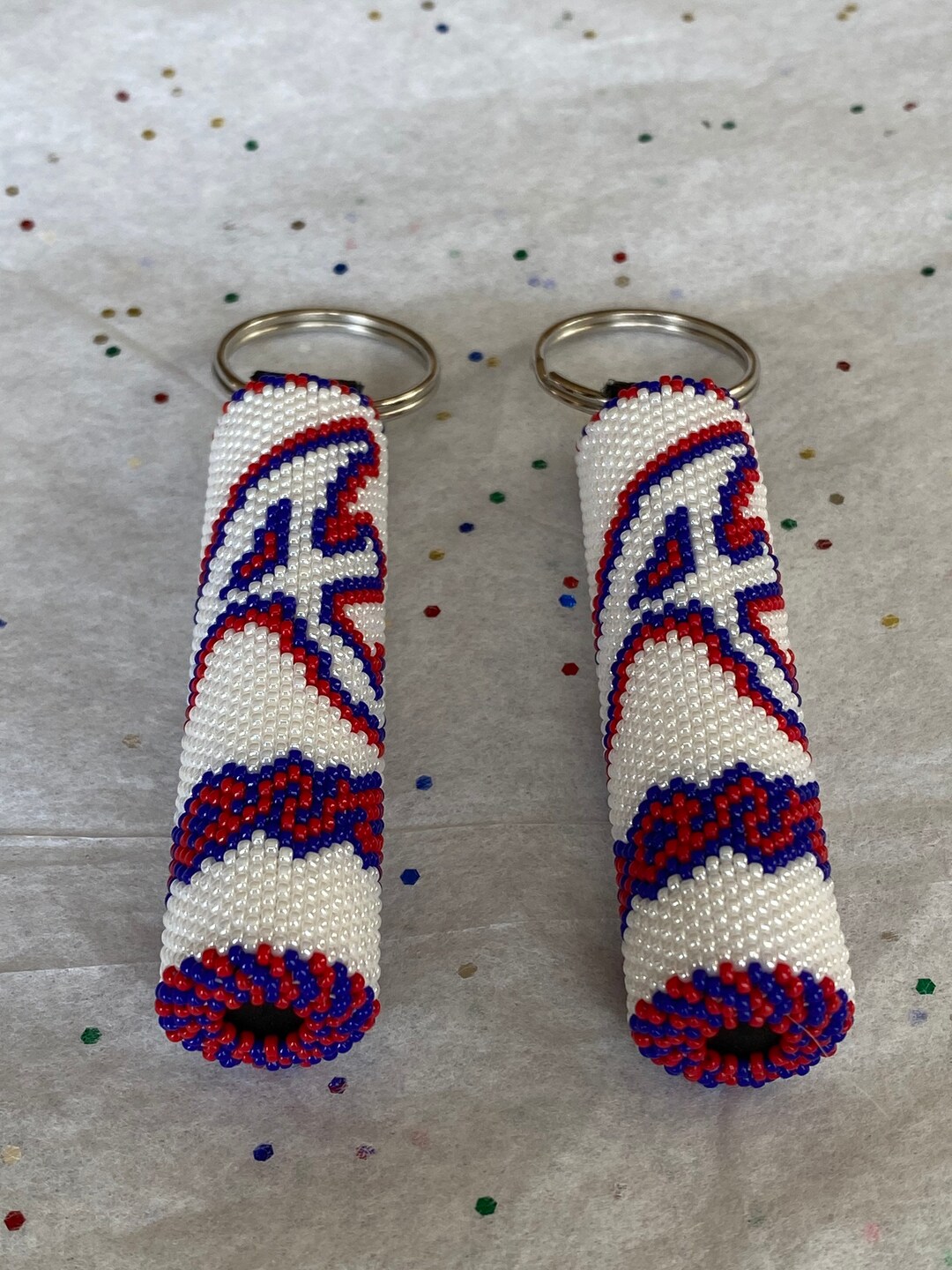 Specialty Designer Los Angeles Braves Baseball Keychain. Hand Beaded LA ...