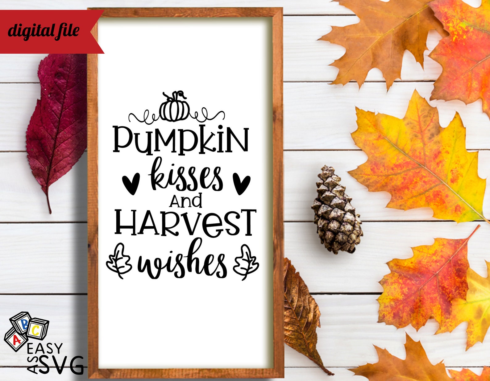Pumpkin Kisses and Harvest Wishes SVG Fall Phrase SVG Cute - Etsy