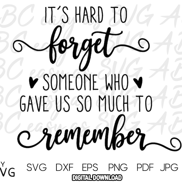 It’s Hard to Forget Someone Who Gave You so Much to Remember - Etsy