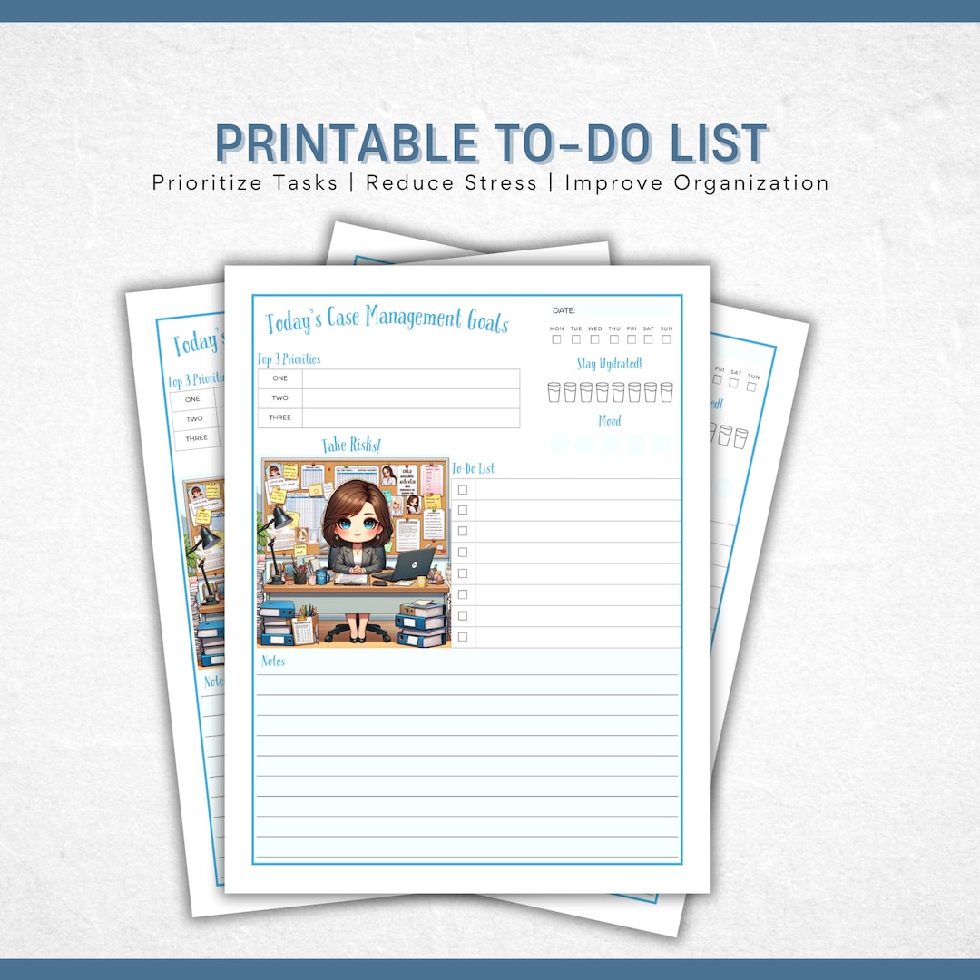 Printable to Do List for Case Management | Checklist | Productivity ...
