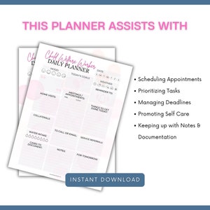 Child Welfare Worker Daily Planner - Digital and Printable - 8.5x11 ...