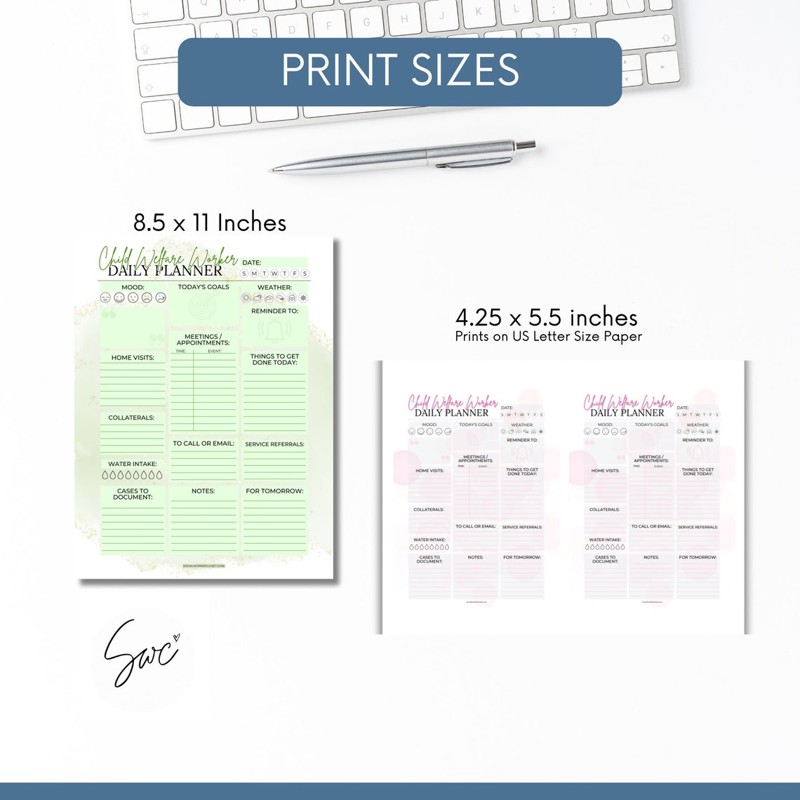 Child Welfare Case Manager Daily Planner: Green Theme (digital ...
