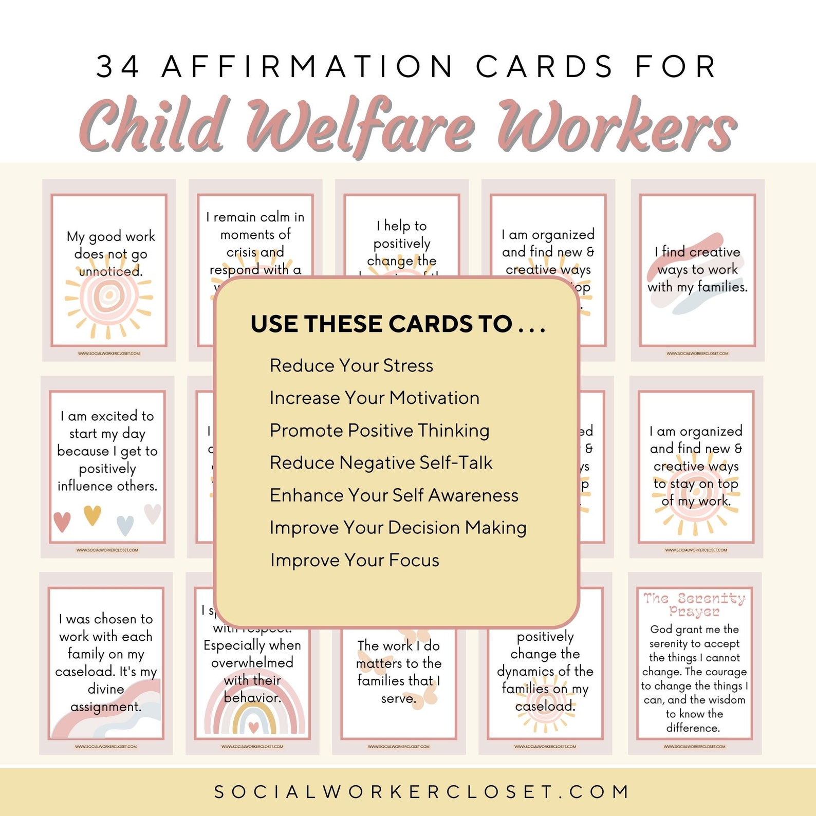 Boho Affirmation Cards for Social Workers: Daily Quotes (PDF Download ...