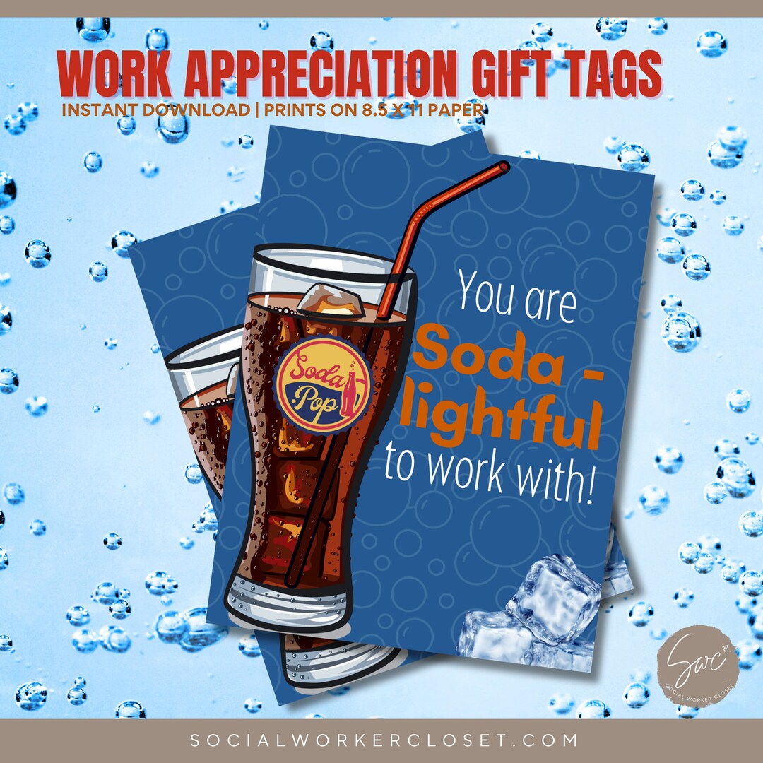 Soda Employee Appreciation Tag for Case Management Week | Instant ...