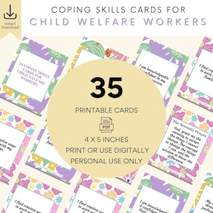 Coping Skills Cards for Child Welfare Workers | Positive Affirmations ...