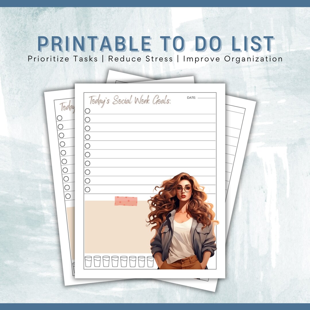 Printable to Do List for Social Workers Checklist Productivity Planner US Letter Size Task List ...