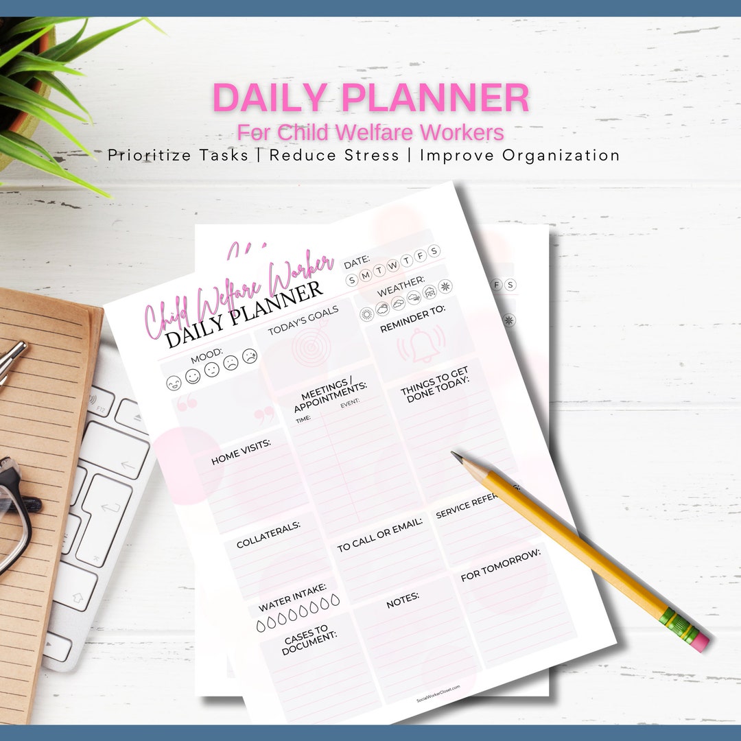 Child Welfare Worker Daily Planner - Digital and Printable - 8.5x11 ...