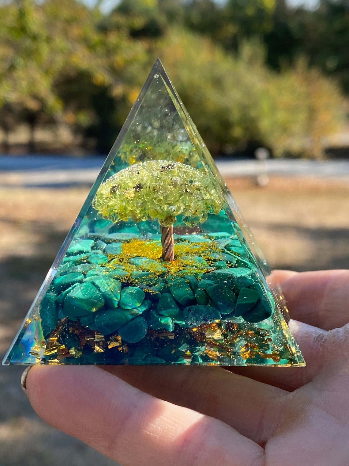 Peridot and Malachite Orgone Pyramid Generator Reiki - Etsy