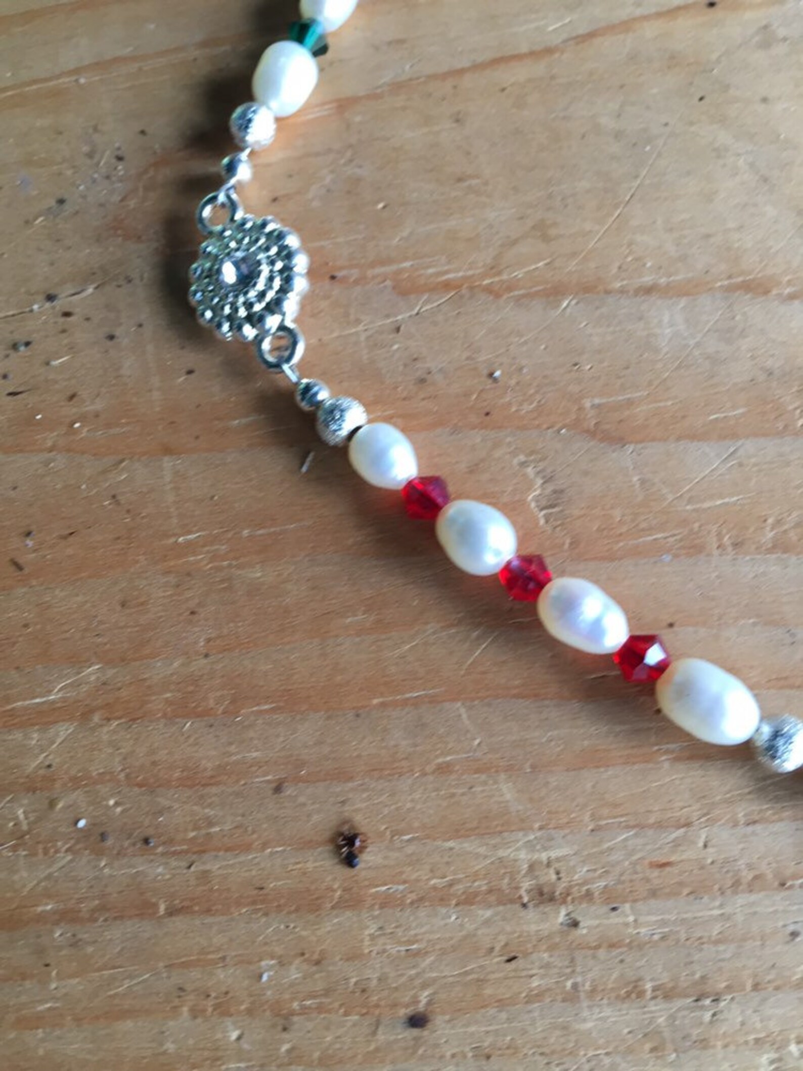 Fresh Water Pearls, Red, Green and Clear Swarovski Crystal Holiday ...