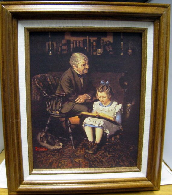 Norman Rockwell the Reading Hour Little Girl Reading to | Etsy