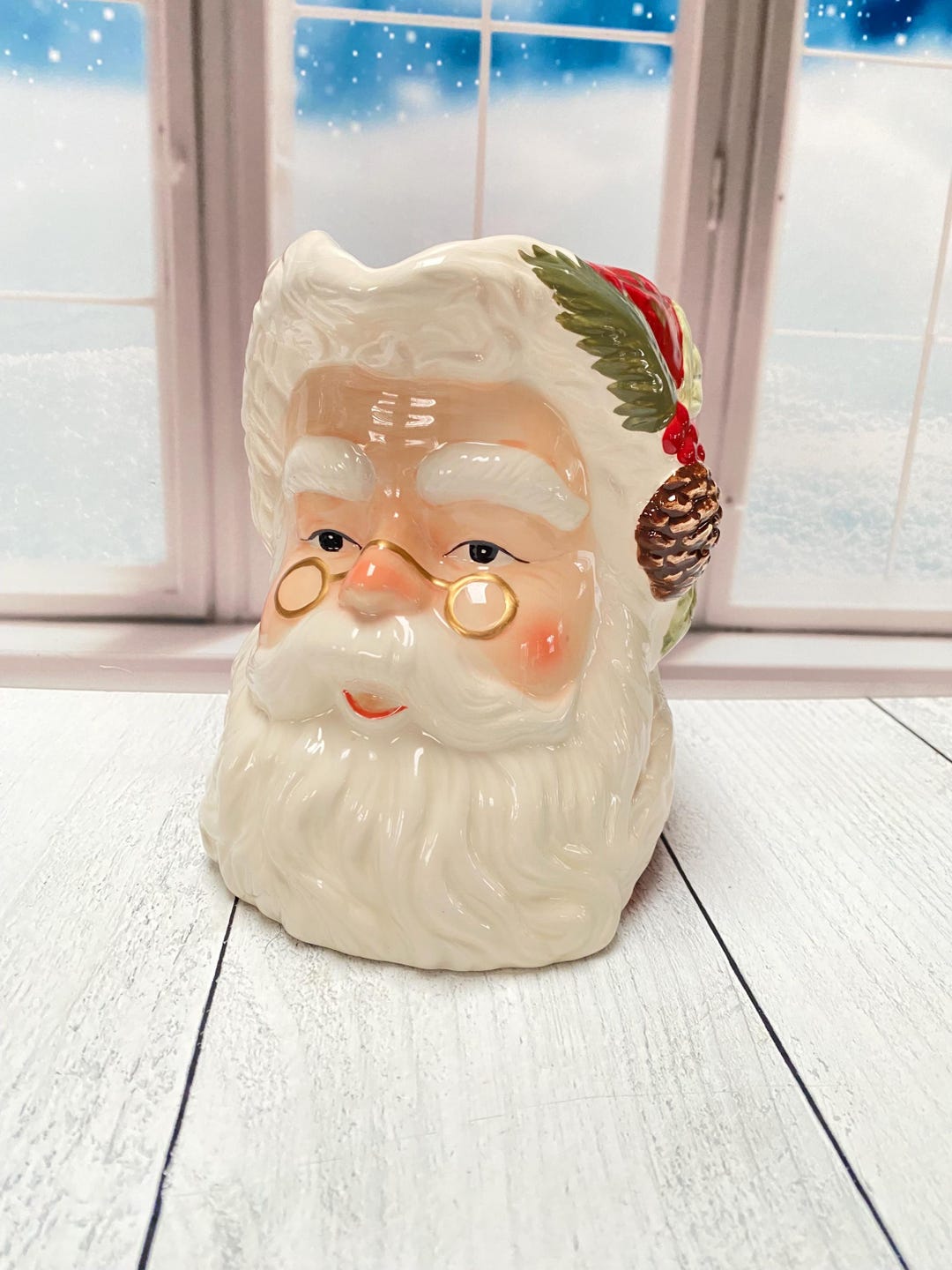 Vtg Ceramic Christmas Santa Claus Head Pitcher 6.5” Tall | Christmas ...