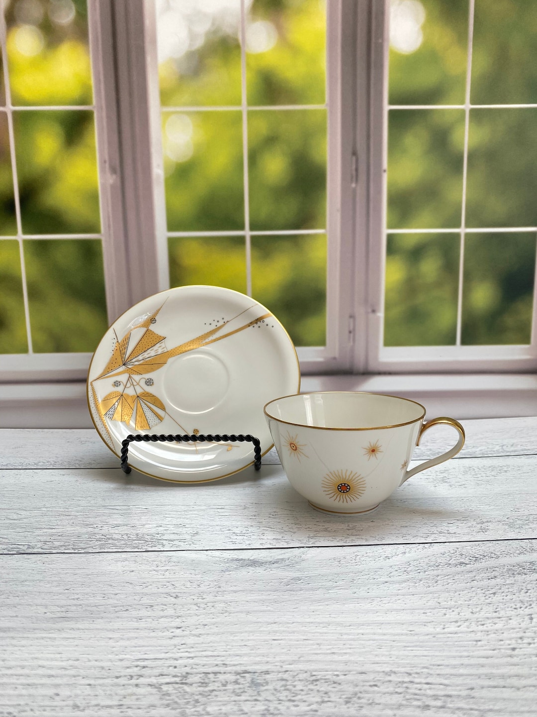 Bavarian German Mid Century Modern Deco Gold Leaf Design Saucer With ...