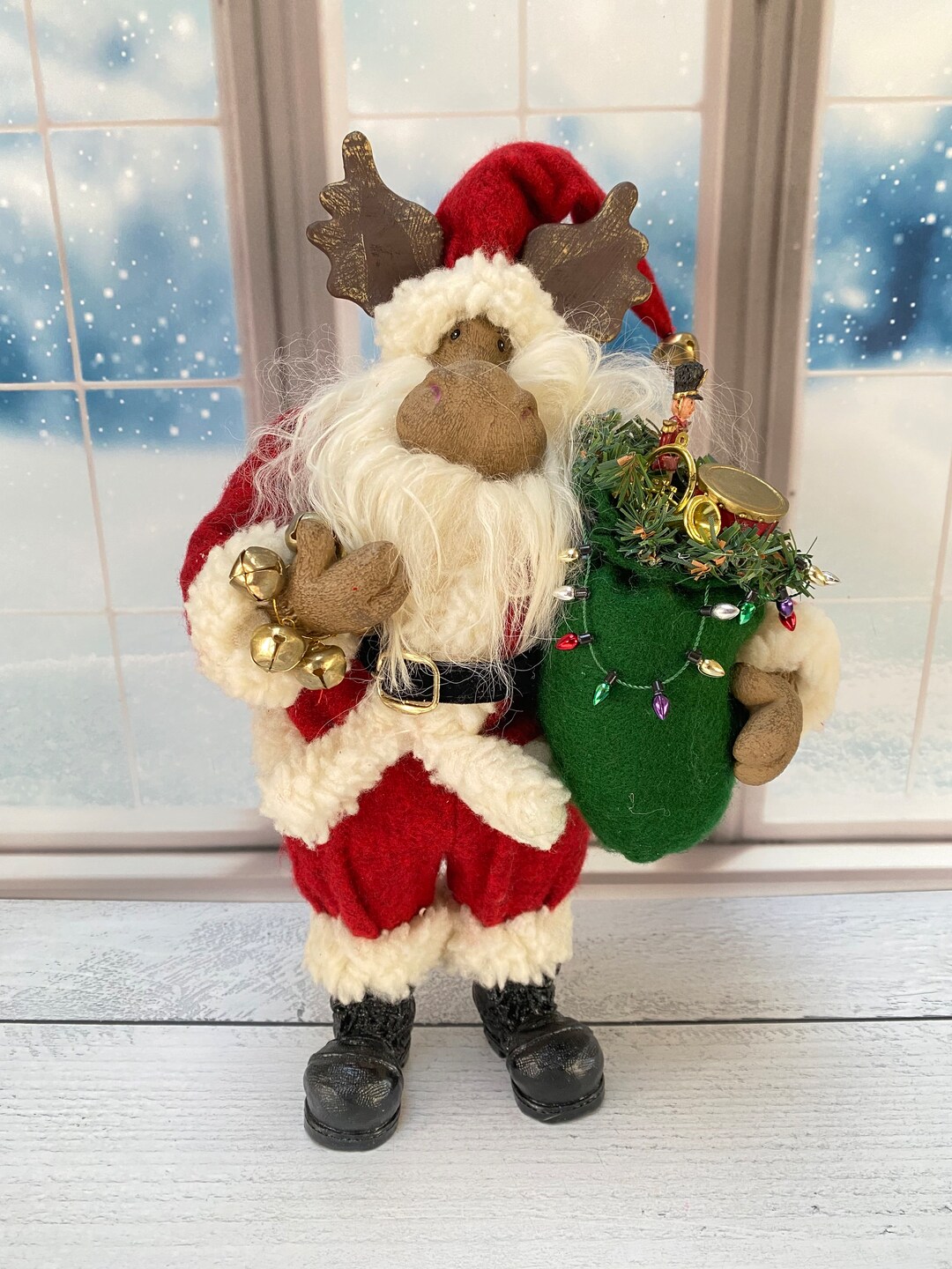 VTG IOB Snow Foolin' Musical Dancin Christmas Santa Claus Moose Decor ...