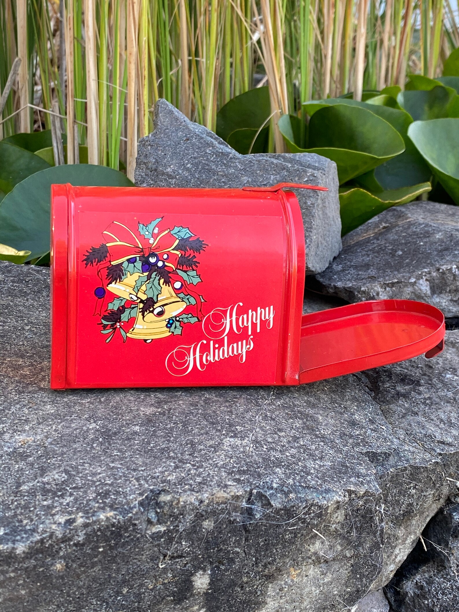 Vintage Giftco Christmas Tin Mail Box - Happy Holidays | Christmas ...