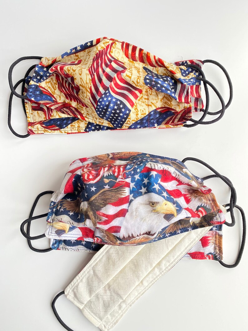 Patriotic Face Mask 3 Layered Face Cover Reversible - Etsy