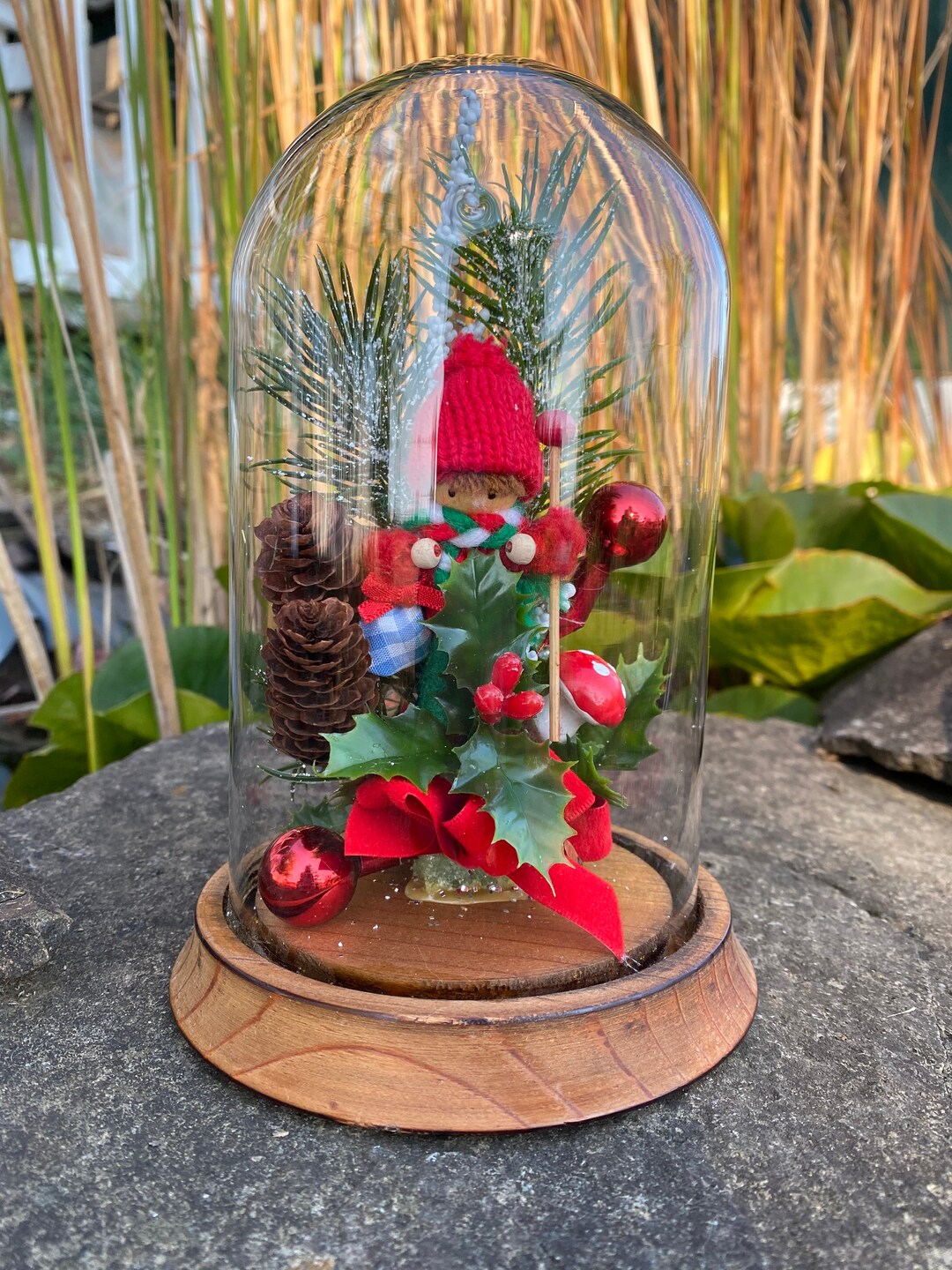 Holiday Elf Glass Dome Table Top Christmas | Home Decor - Etsy