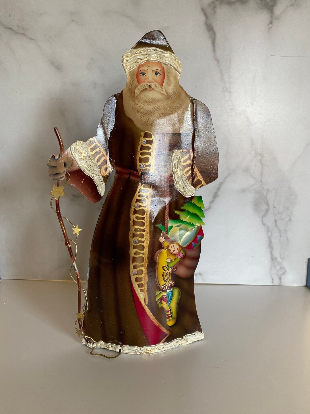 VTG French Santa Figurine Enesco Christmas Decor Holiday Folk Art Decor ...