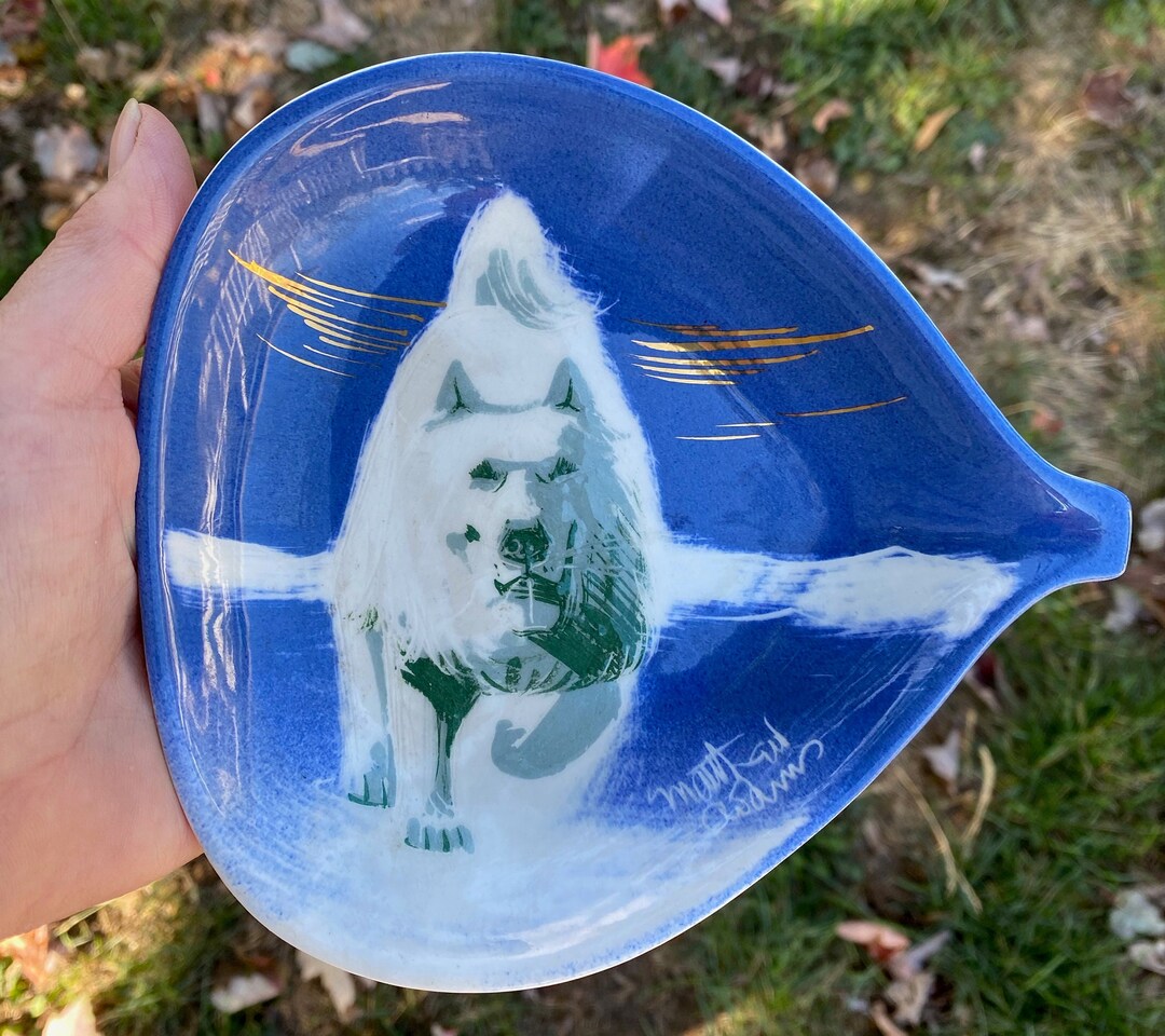 Matthew Adams White Malamute Trinket Dish - Mid Century Modern Alaskan ...