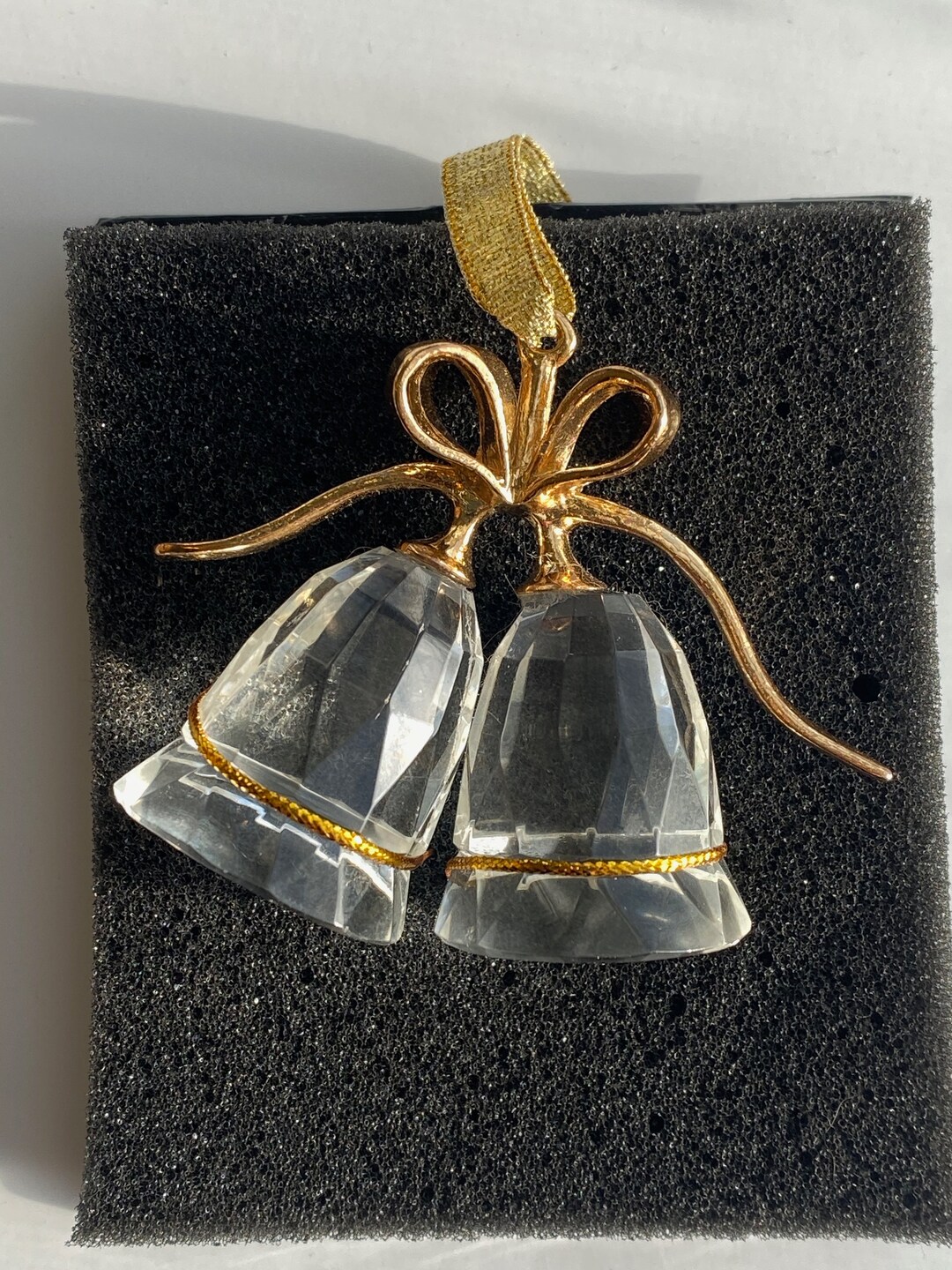 Vintage Leaded CRYSTAL BELLS HOLIDAY Handcrafted Ornament W/ 24KT Gold ...