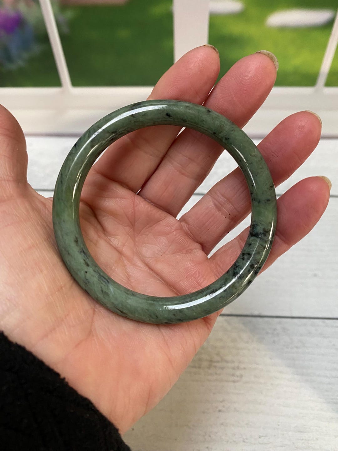 Exquisite 7.25" Nephrite Jade Hololith Bangle Bracelet - Etsy