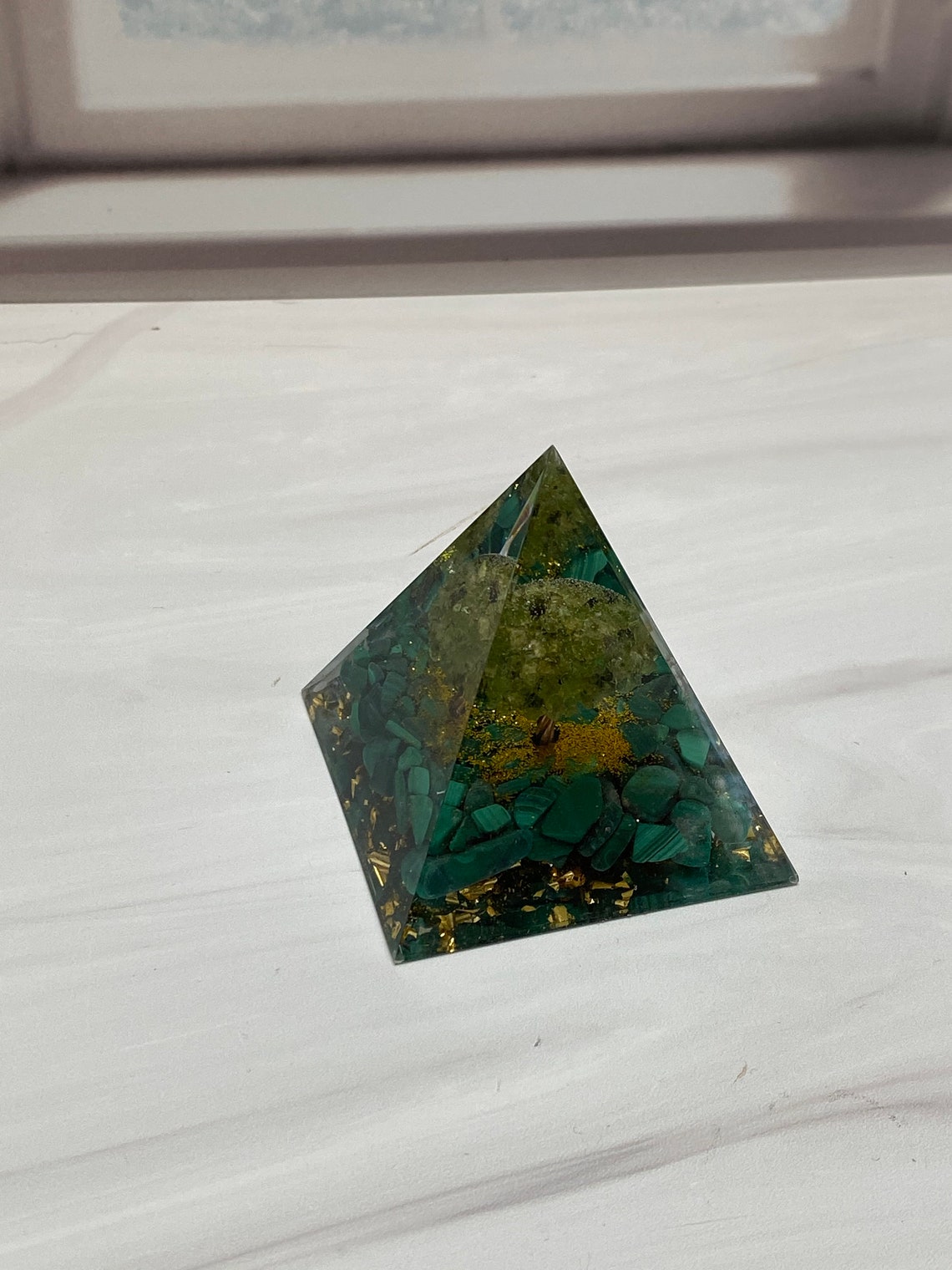 Peridot and Malachite Orgone Pyramid Generator Reiki - Etsy