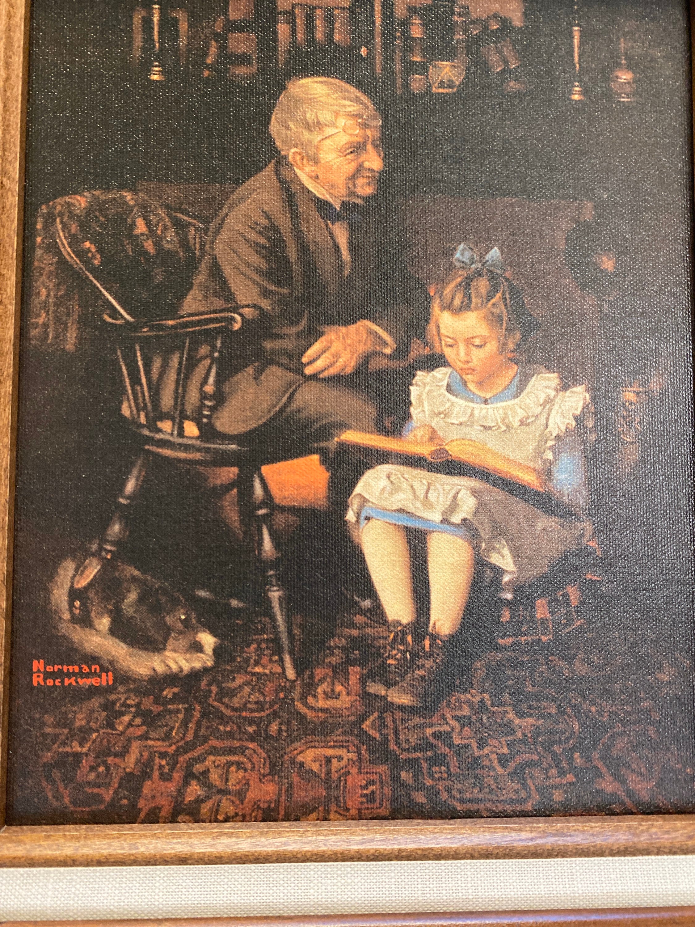 Norman Rockwell The Reading Hour - Little Girl Reading To Grandpa ...