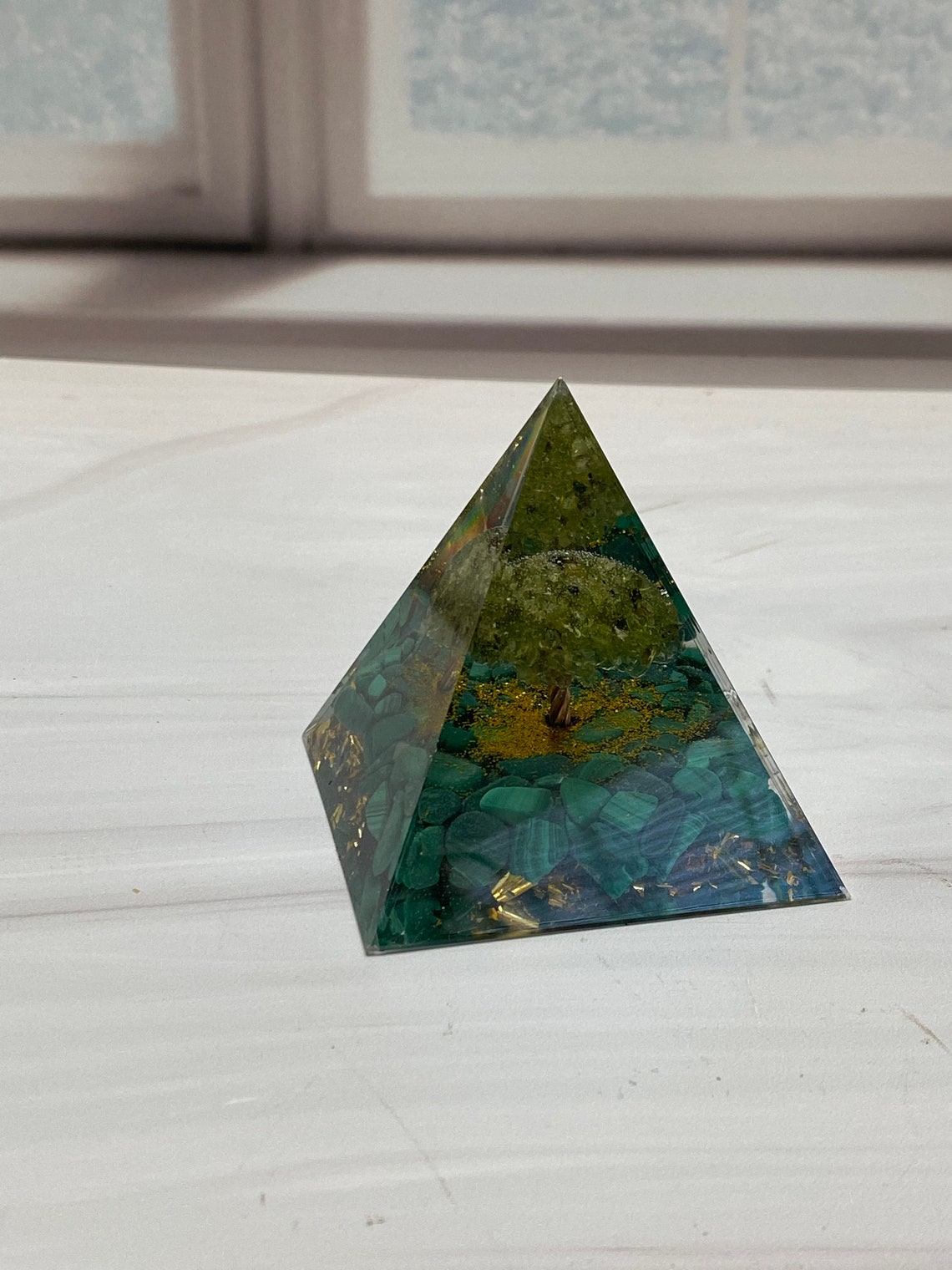 Peridot and Malachite Orgone Pyramid Generator Reiki - Etsy