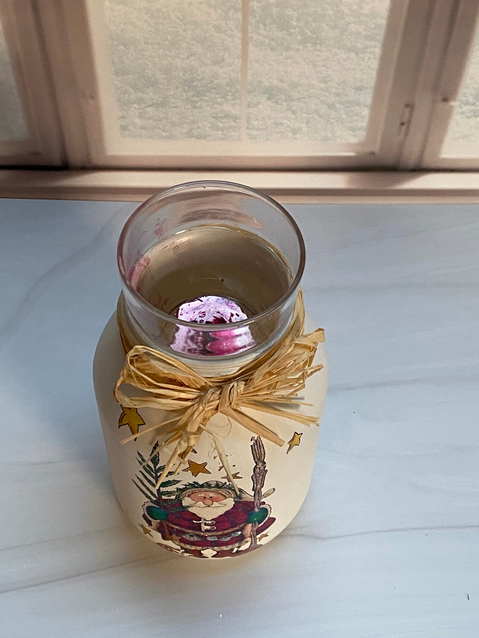 Votive Santa Glass Tea Light Handcrafted Candle Holder VTG - Etsy