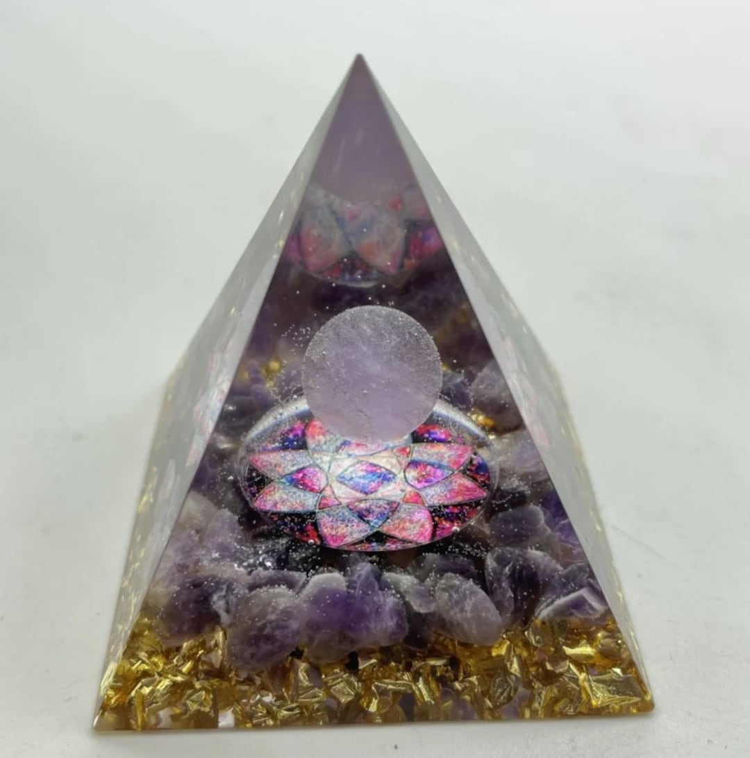 Chevron Amethyst Rose Orgone Pyramid Generator Reiki Peace, Harmony ...