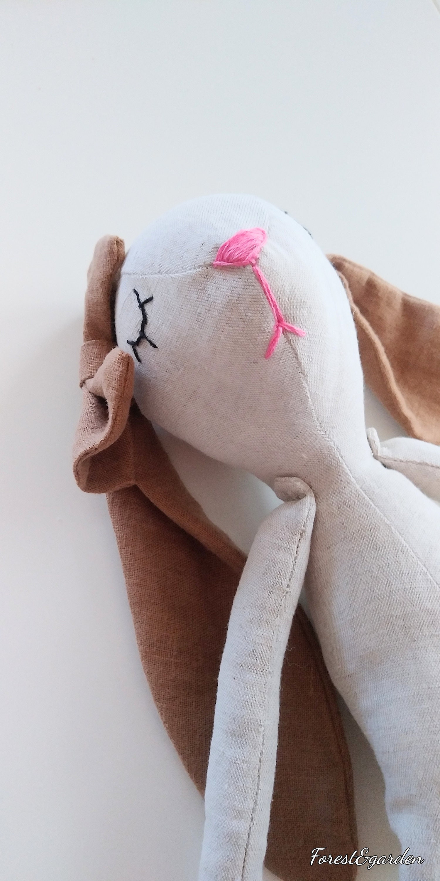 Linen Bunny Rag Doll: Handmade Stuffed Animal With Clothes - Etsy
