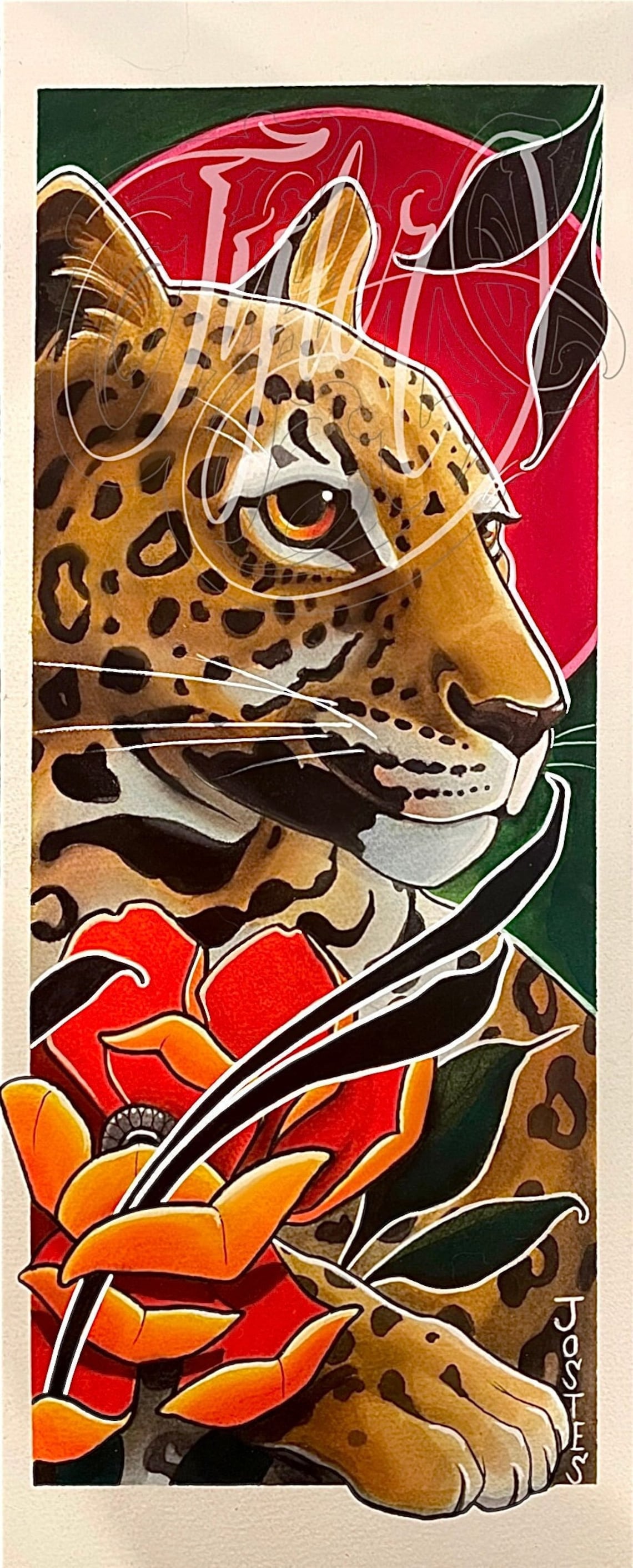 Neo Traditional Leopard Watercolor - Etsy