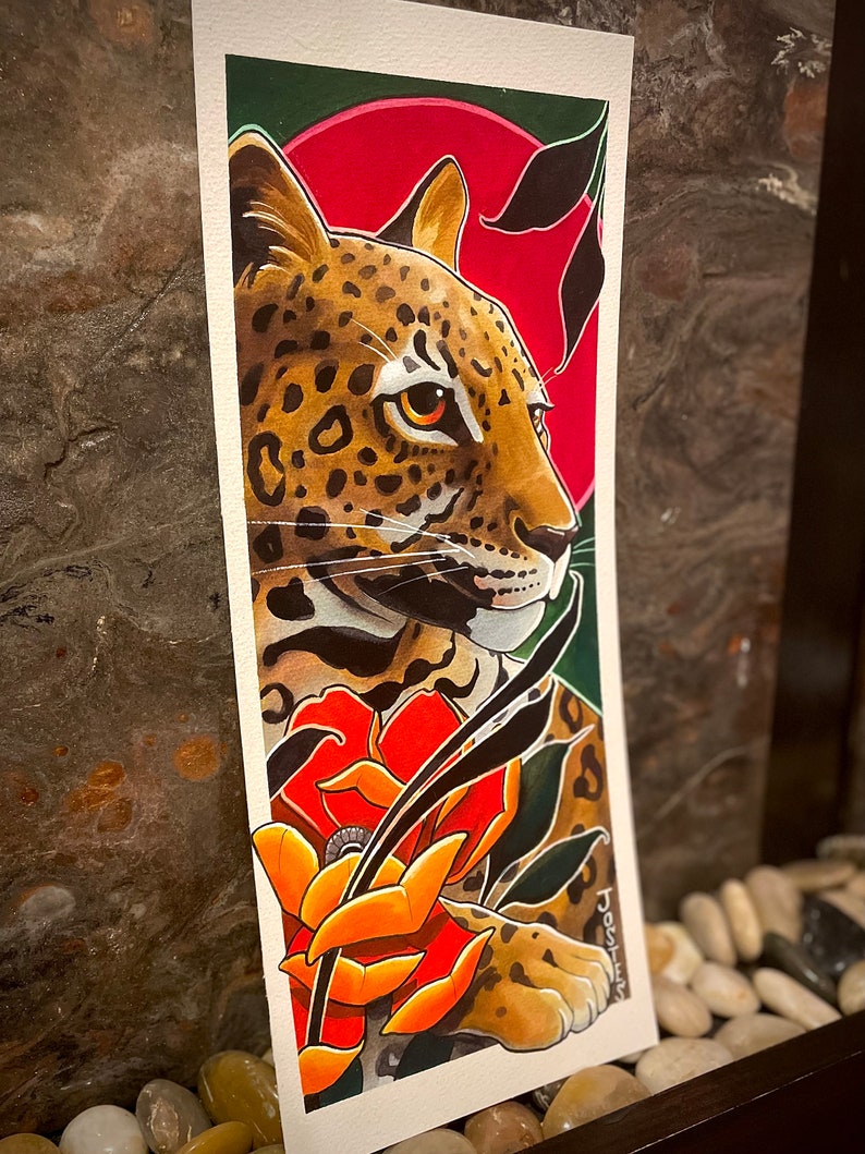 Neo Traditional Leopard Watercolor - Etsy