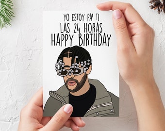 Bad Bunny Birthday Card Bad Bunny Card in Spanish Vamo A - Etsy