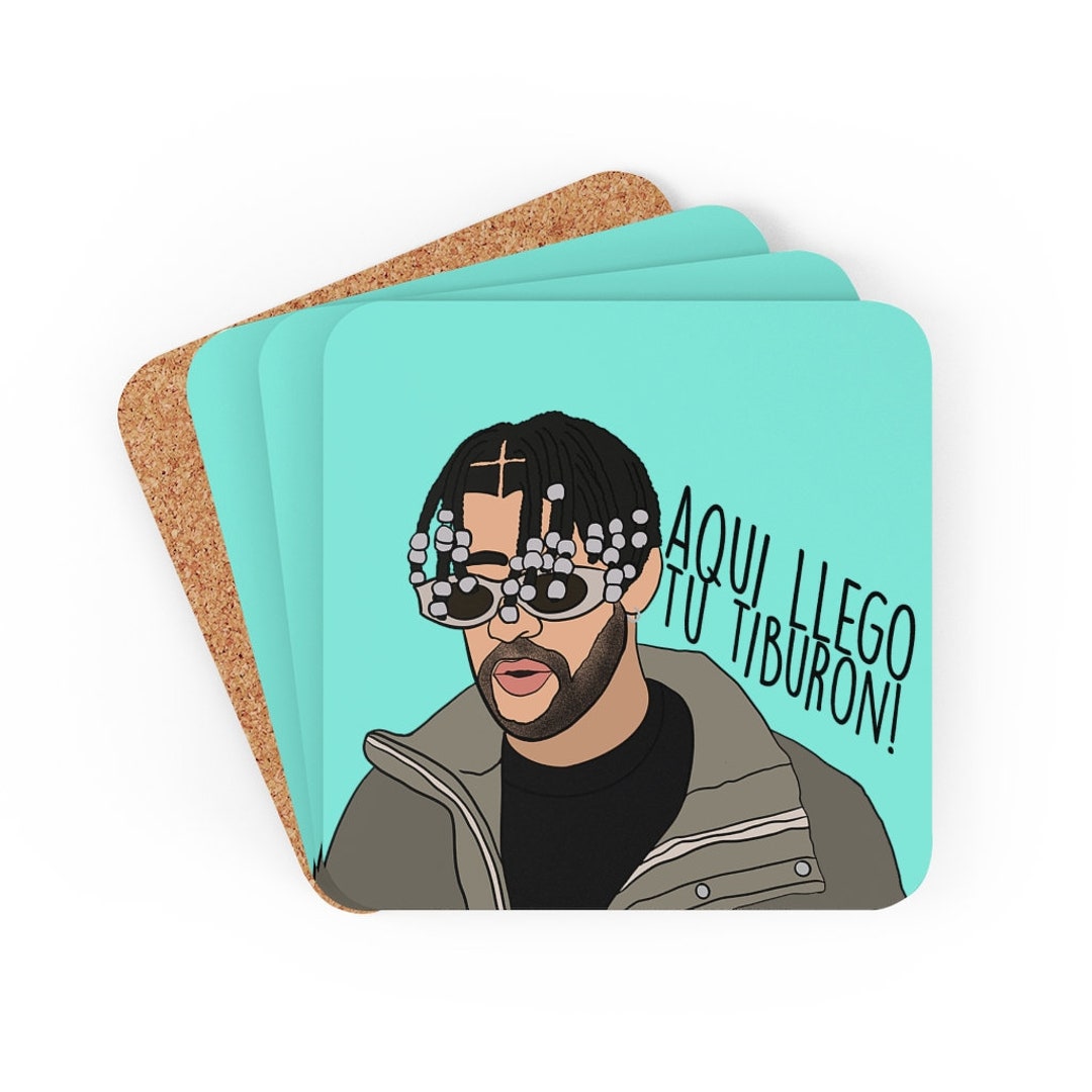 Bad Bunny Cork Back Coaster Dakiti Bad Bunny Coaster in - Etsy
