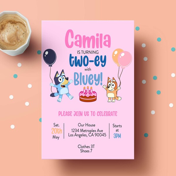 Bluey Twoey Digital Invitation - Etsy