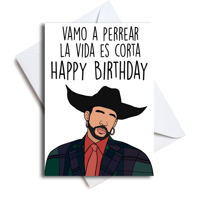 Bad Bunny Birthday Card Bad Bunny Card in Spanish Vamo A - Etsy