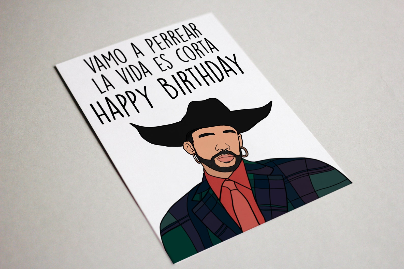 Bad Bunny Birthday Card Bad Bunny Card in Spanish Vamo A - Etsy